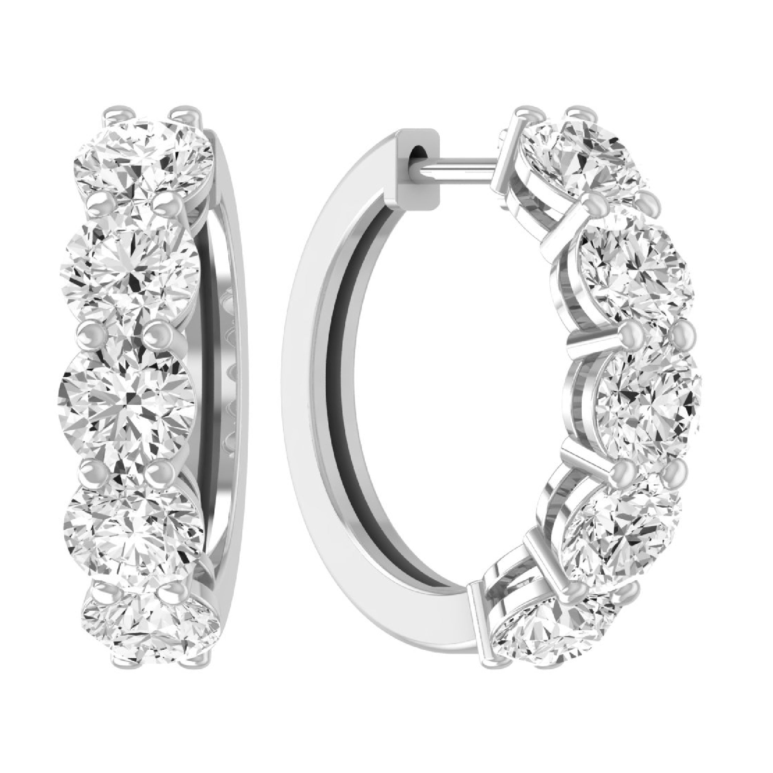 Lab Grown Diamond 5 Stone Hoop Earrings – WONDER JEWELERS