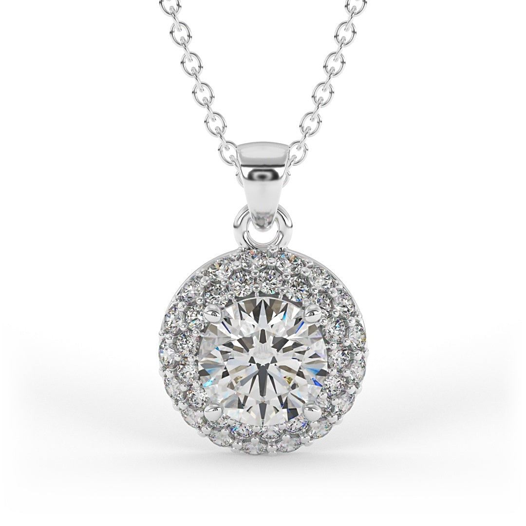 Lab Grown Brilliant Round Diamond Halo Necklace – WONDER JEWELERS