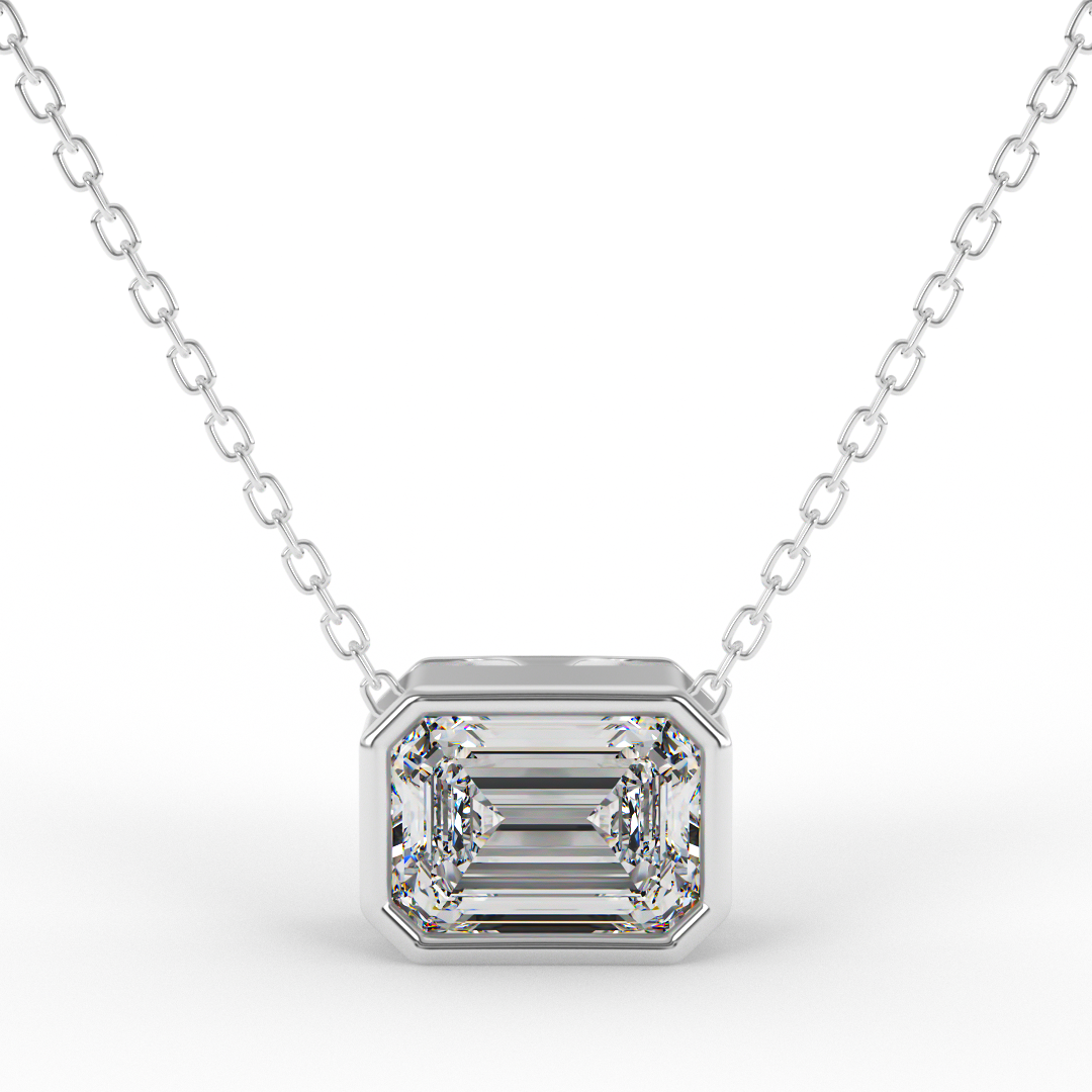Lab Grown Emerald Bezel Diamond Necklace – WONDER JEWELERS